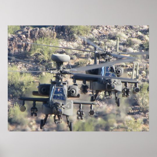 Two AH-64 Apache Helicopters Poster | Zazzle.com