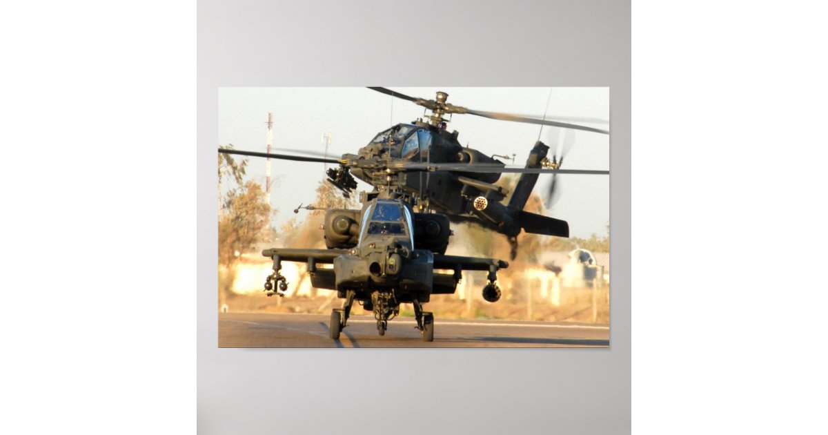 Two AH-64 Apache Helicopters Poster | Zazzle