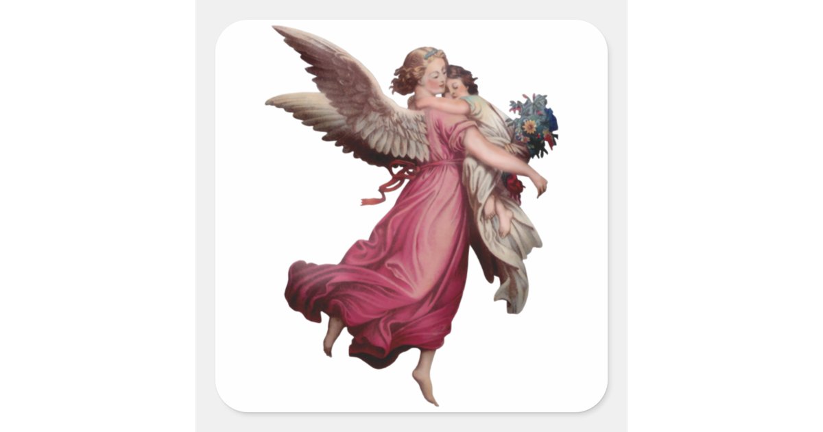 Two Angels in Flight Square Sticker | Zazzle