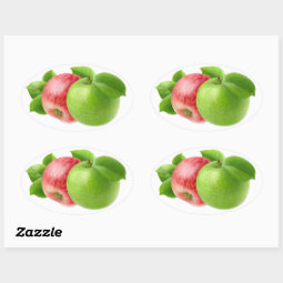 Two apples oval sticker | Zazzle