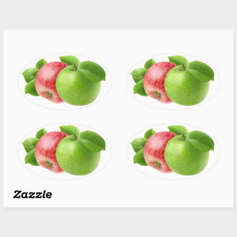 Two apples oval sticker | Zazzle