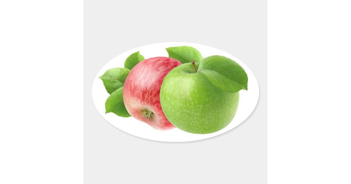 Two apples oval sticker | Zazzle