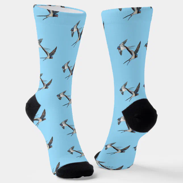 Two Barn Swallows Flying Sustainable Premium Crew Socks | Zazzle