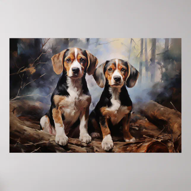 Two Beagle Poster | Zazzle
