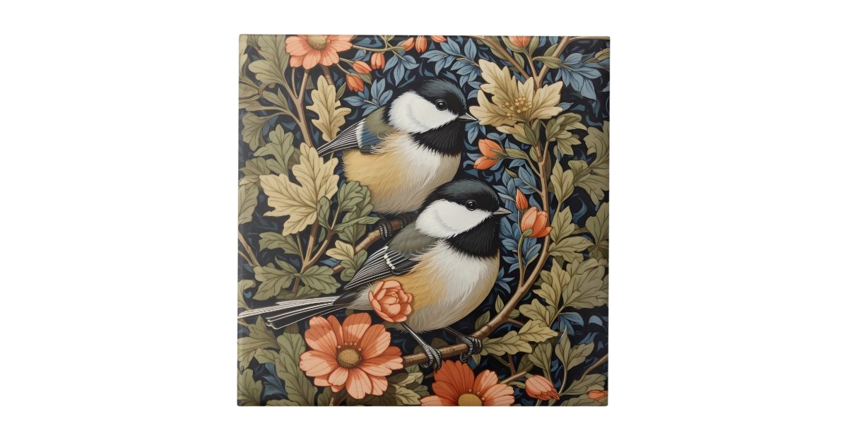 Two Beautiful Black-Capped Chickadees Ceramic Tile | Zazzle
