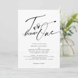 Two become One Modern Calligraphy black and white Invitation | Zazzle