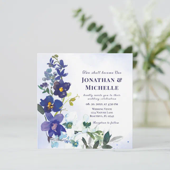 Two Become One Purple Floral Christian Wedding Invitation | Zazzle