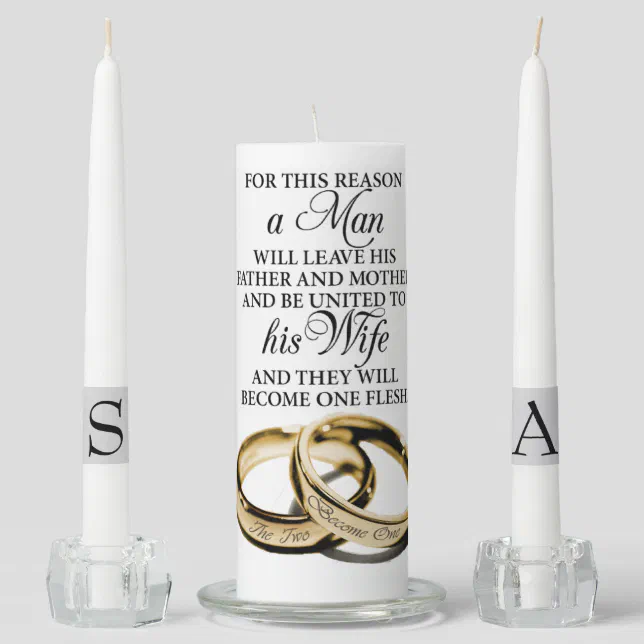 Two Become One WEDDING UNITY CANDLE SET | Zazzle