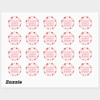 Two Berry Sweet Babies Strawberry Twin Baby Shower Classic Round ...