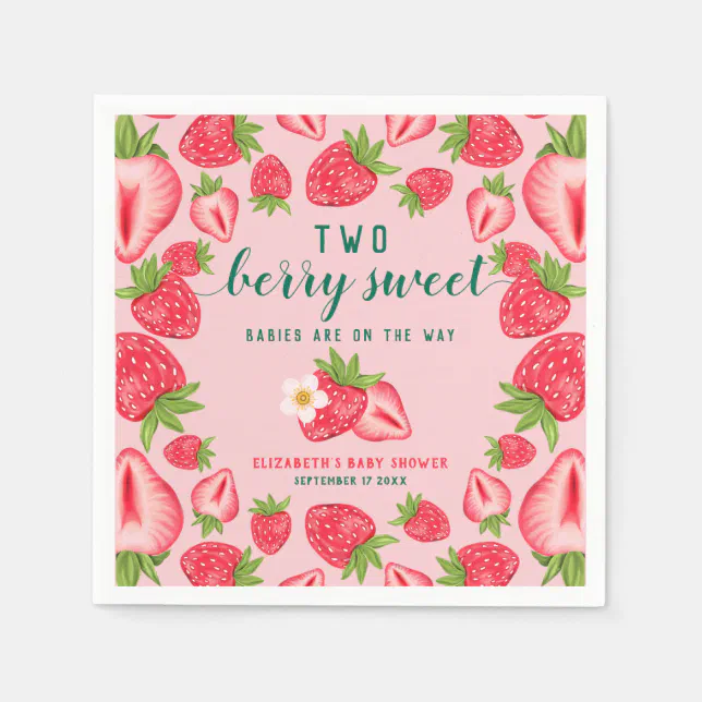 Two Berry Sweet Babies Twin Strawberry Baby Shower Napkins | Zazzle