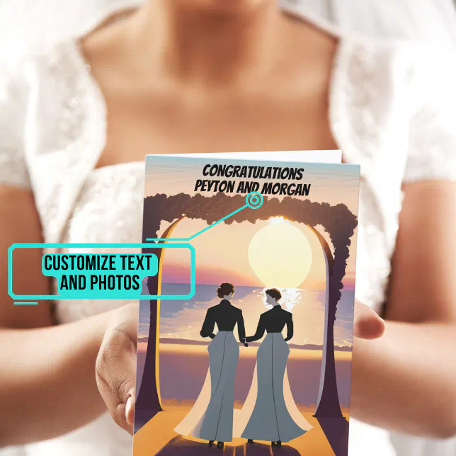 Two Brides Wedding Day at Sunset Congratulations Card | Zazzle