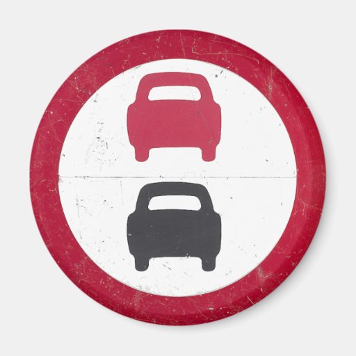 Two Cars Distressed Traffic Sign Magnet | Zazzle
