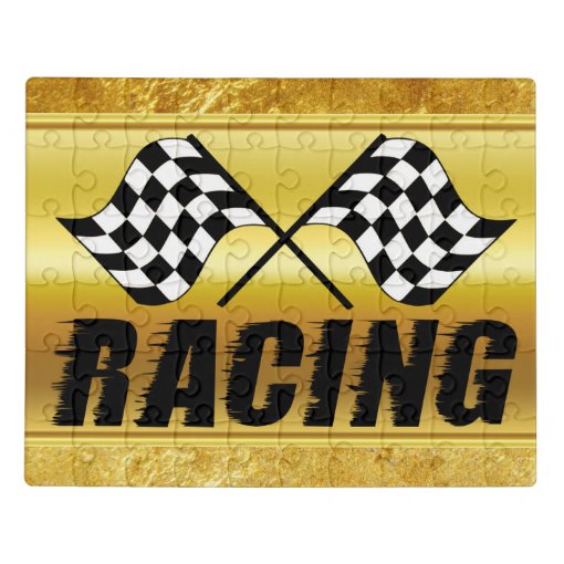 Two checkered racing flags for the competition win jigsaw puzzle | Zazzle