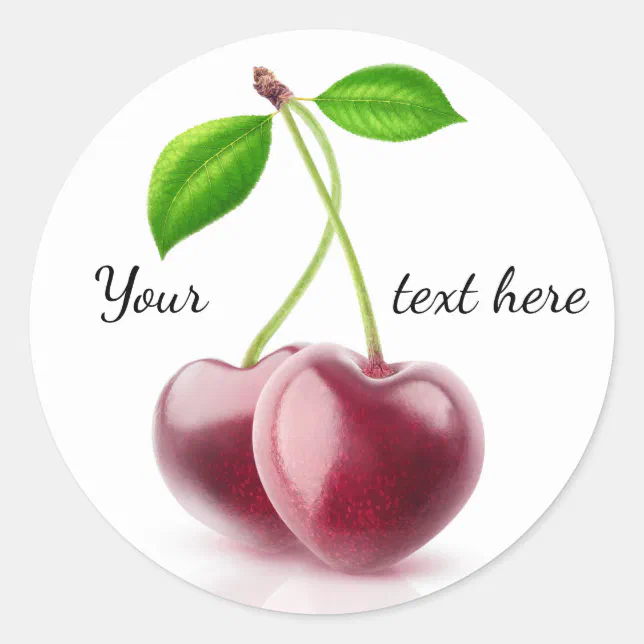 Two cherry hearts classic round sticker | Zazzle