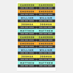 Two colored name and phone number waterproof label | Zazzle