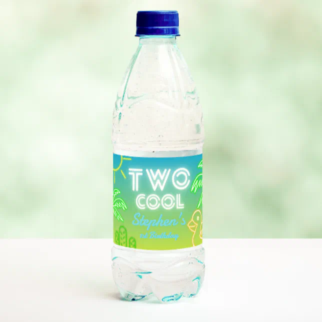 Two Cool 2nd Birthday Water Bottle Label | Zazzle