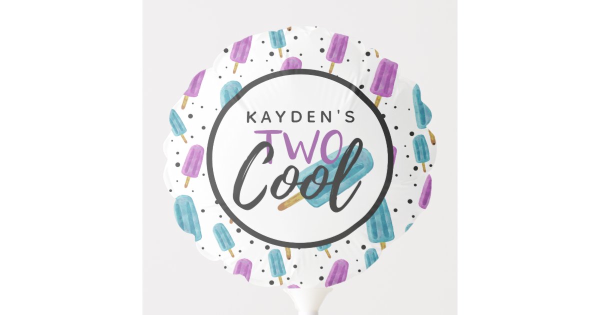 TWO COOL Birthday Kid's Name Summer Ice Pop Party Balloon | Zazzle