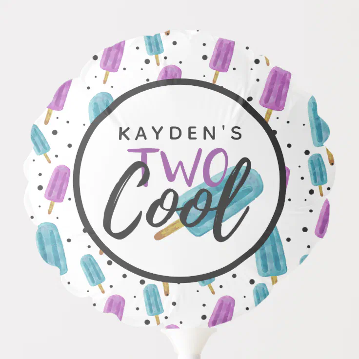TWO COOL Birthday Kid's Name Summer Ice Pop Party Balloon | Zazzle