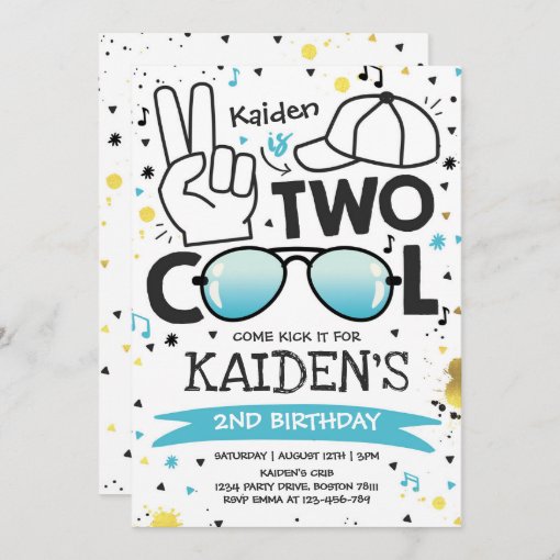 Two Cool Birthday Party I'm Two Cool 2nd Birthday Invitation | Zazzle