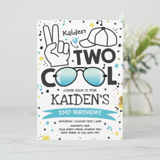 Two Cool Birthday Party I'm Two Cool 2nd Birthday Invitation | Zazzle