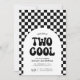 Two Cool Black and White Checker 2nd Birthday Invitation | Zazzle