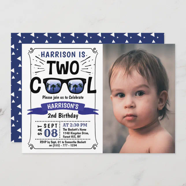Two Cool Boys Photo 2nd Birthday Invitations | Zazzle