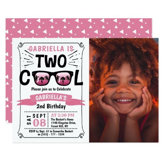 Two Cool Girls Photo 2nd Birthday Invitations | Zazzle.com
