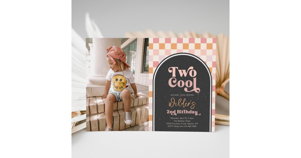 TWO Cool Girl's Photo Skater Invitation | Zazzle