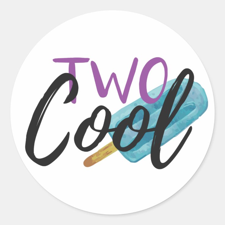 TWO COOL Kid's 2nd Birthday Summer Ice Pop Party Classic Round Sticker ...