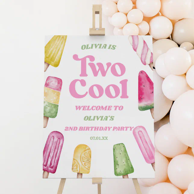 Two Cool Popsicle 2nd Birthday Party Welcome Sign | Zazzle