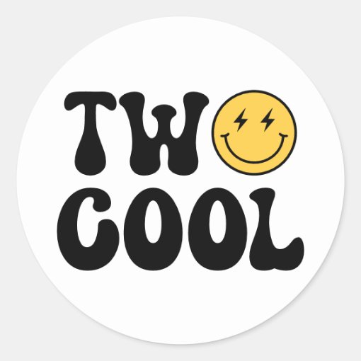 Two Cool Retro Happy Face 2nd Birthday Classic Round Sticker | Zazzle