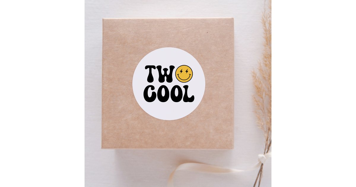 Two Cool Retro Happy Face 2nd Birthday Classic Round Sticker | Zazzle
