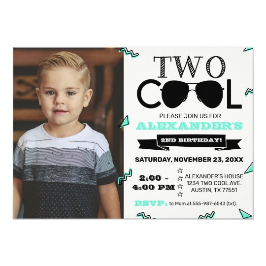 Two Cool Retro Second Birthday Photo Invitation | Zazzle.com
