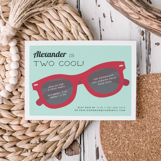 Two Cool | Summer Sunnies Birthday Party Invite | Zazzle