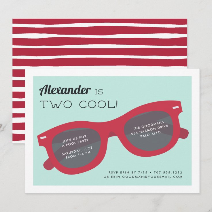 Two Cool | Summer Sunnies Birthday Party Invite | Zazzle