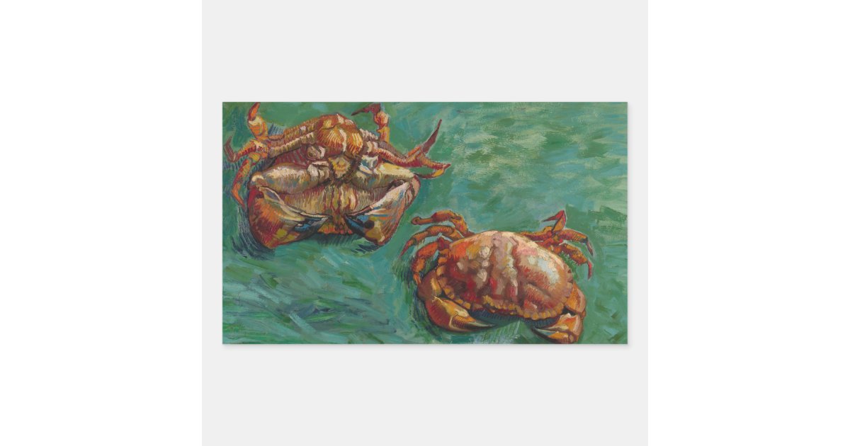 Two Crabs by Vincent van Gogh Rectangular Sticker | Zazzle