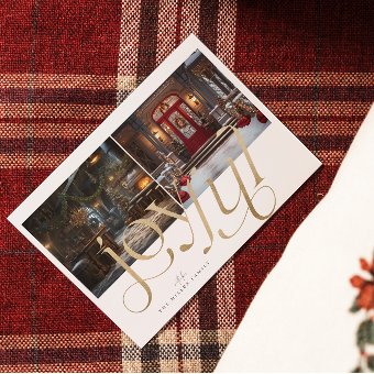 Two Custom Photos Gold Joyful Typography Invitation | Zazzle