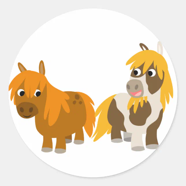 Two Cute Cartoon Ponies sticker | Zazzle