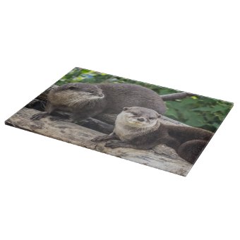 Two Cute Otters | Otter Cutting Board | Zazzle