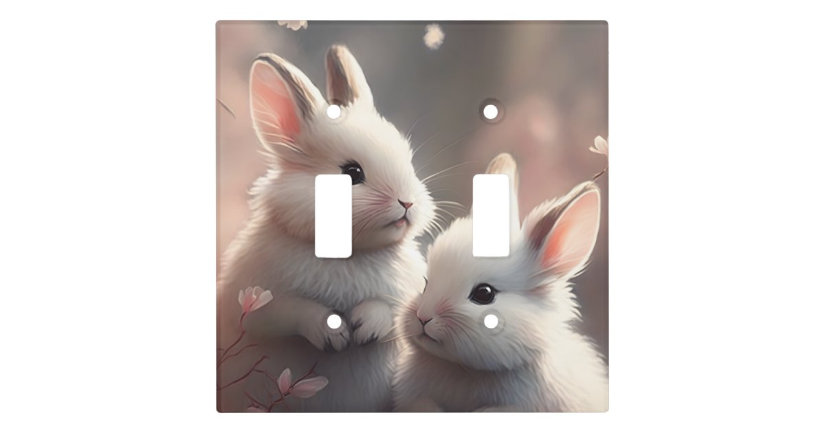 Two cute rabbits with sakura Light Switch Cover | Zazzle
