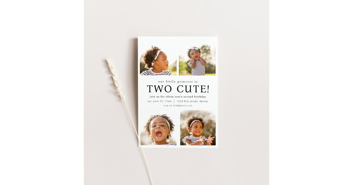 Two Cute Second Birthday Invite with Photos | Zazzle