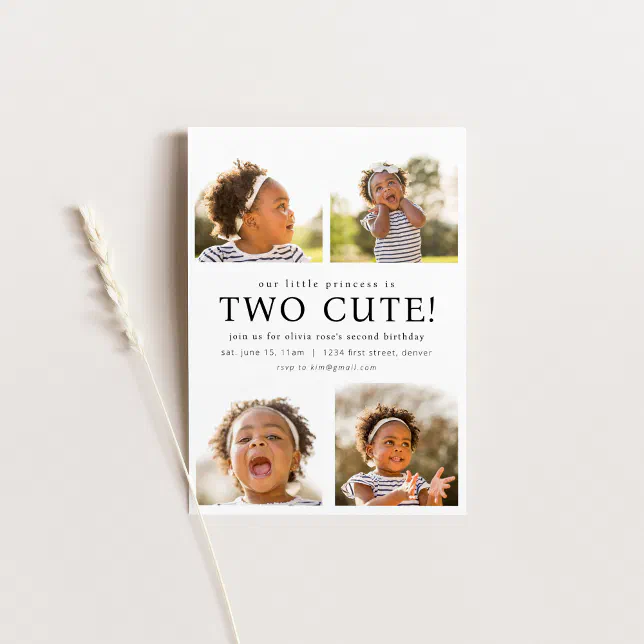 Two Cute Second Birthday Invite with Photos | Zazzle
