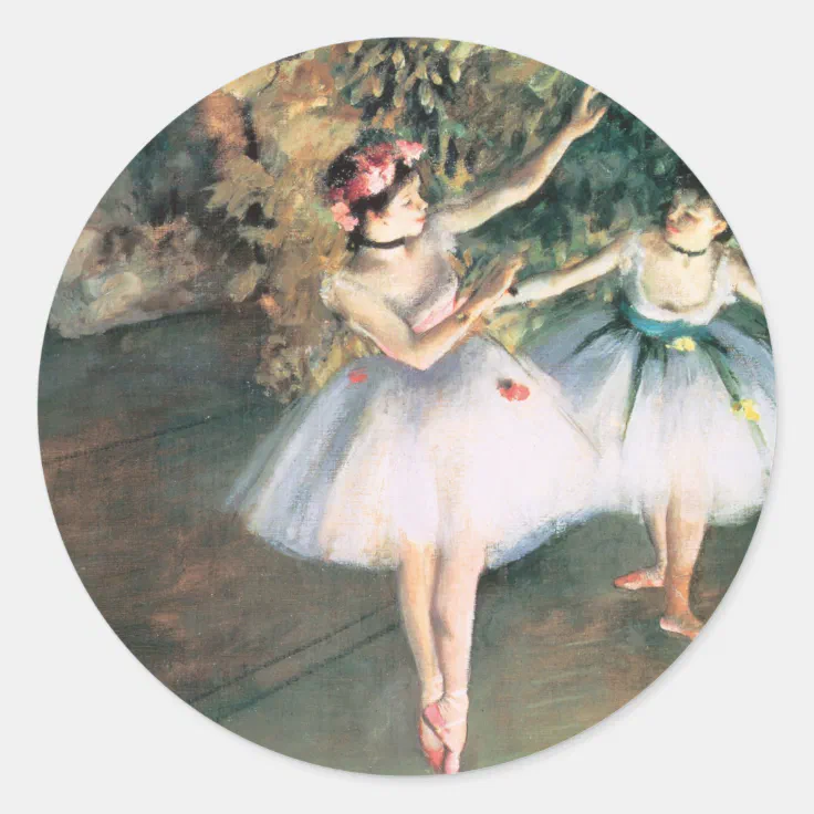 Two Dancers on a Stage by Edgar Degas, Vintage Art Classic Round ...