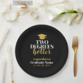 Two Degrees Hotter - Name - Black Gold Graduation Paper Plates | Zazzle