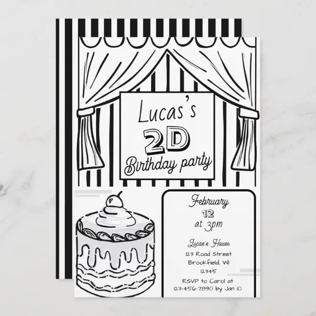 Two Dimensional Comic Style Birthday Invitation | Zazzle