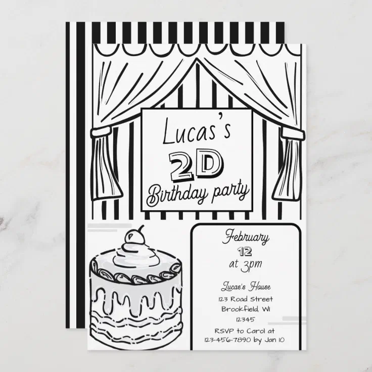 Two Dimensional Comic Style Birthday Invitation | Zazzle