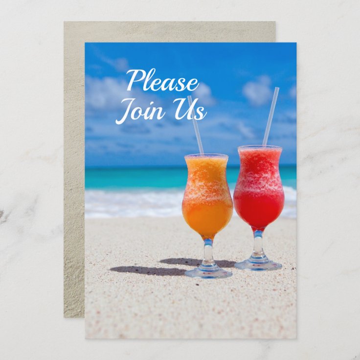 Two Drinks Beach Party Theme Invitation | Zazzle