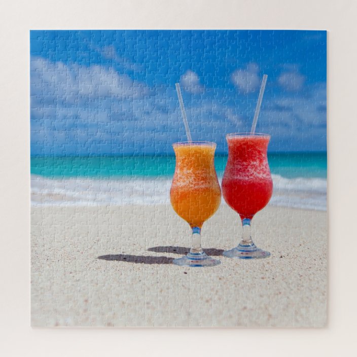 Two Drinks on the Beach Coastal Puzzle | Zazzle.com