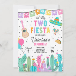 Two-Esta Mexican Fiesta 2nd Birthday Party Invitation | Zazzle