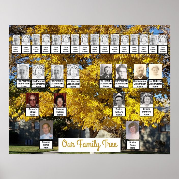Two Families Autumn Tree Photos | Names Poster | Zazzle.com